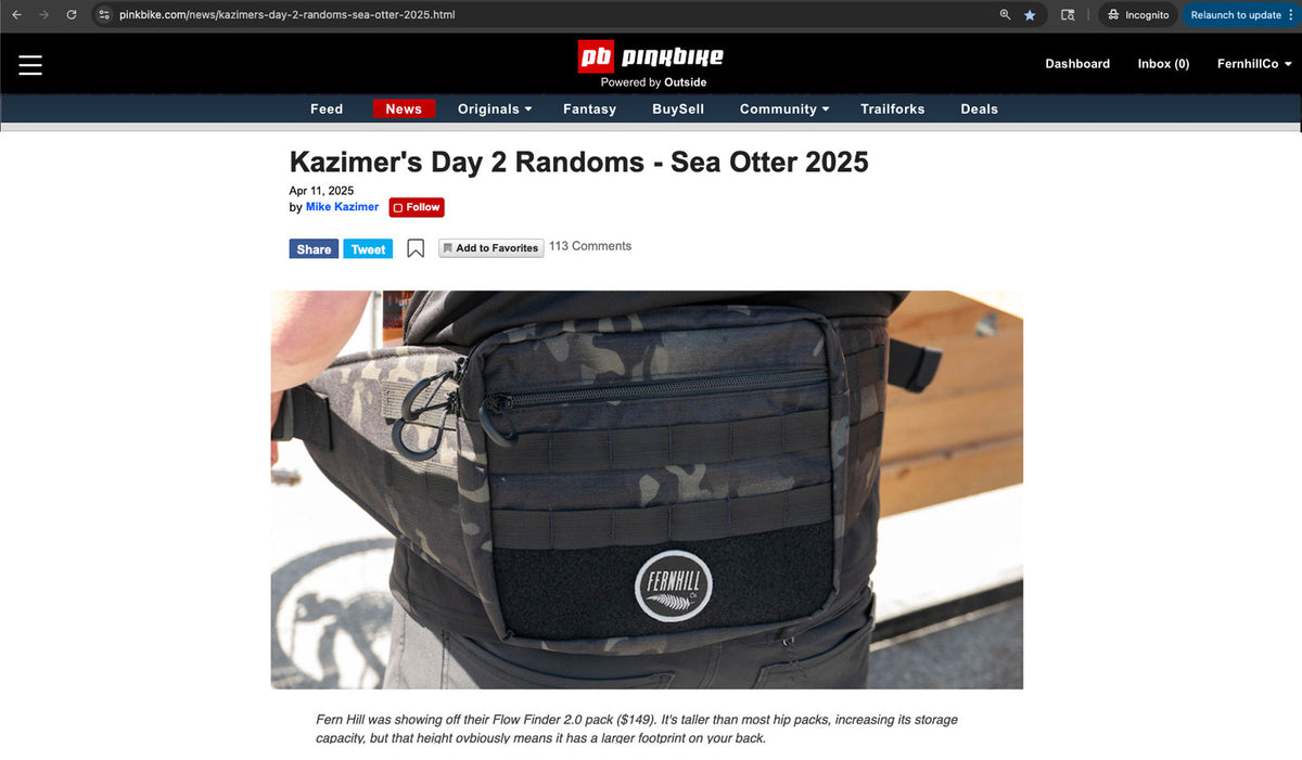 Flow Finder Waist Pack Featured in Pink Bike: Mike Kazimer's Day 2 Ran – FernhillCo
